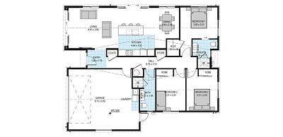 Floorplan for Totara 3 bedroom home